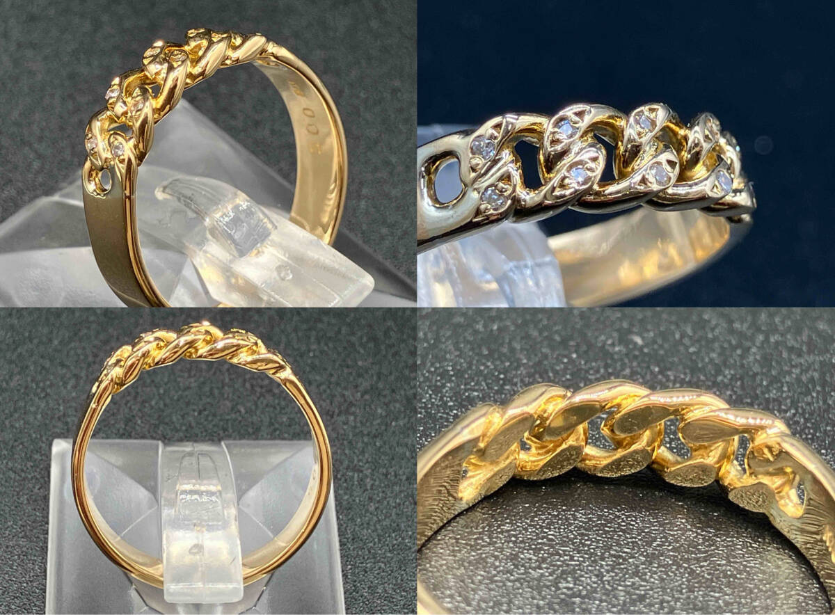Yahoo!オークション - K18／4.0g／14号／0.05ct／チェーン／指輪／リン...