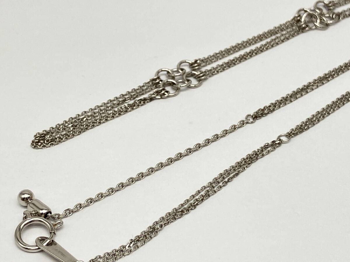 Yahoo!オークション - K18WG 2連チェーン ネックレス ホワイトゴールド...