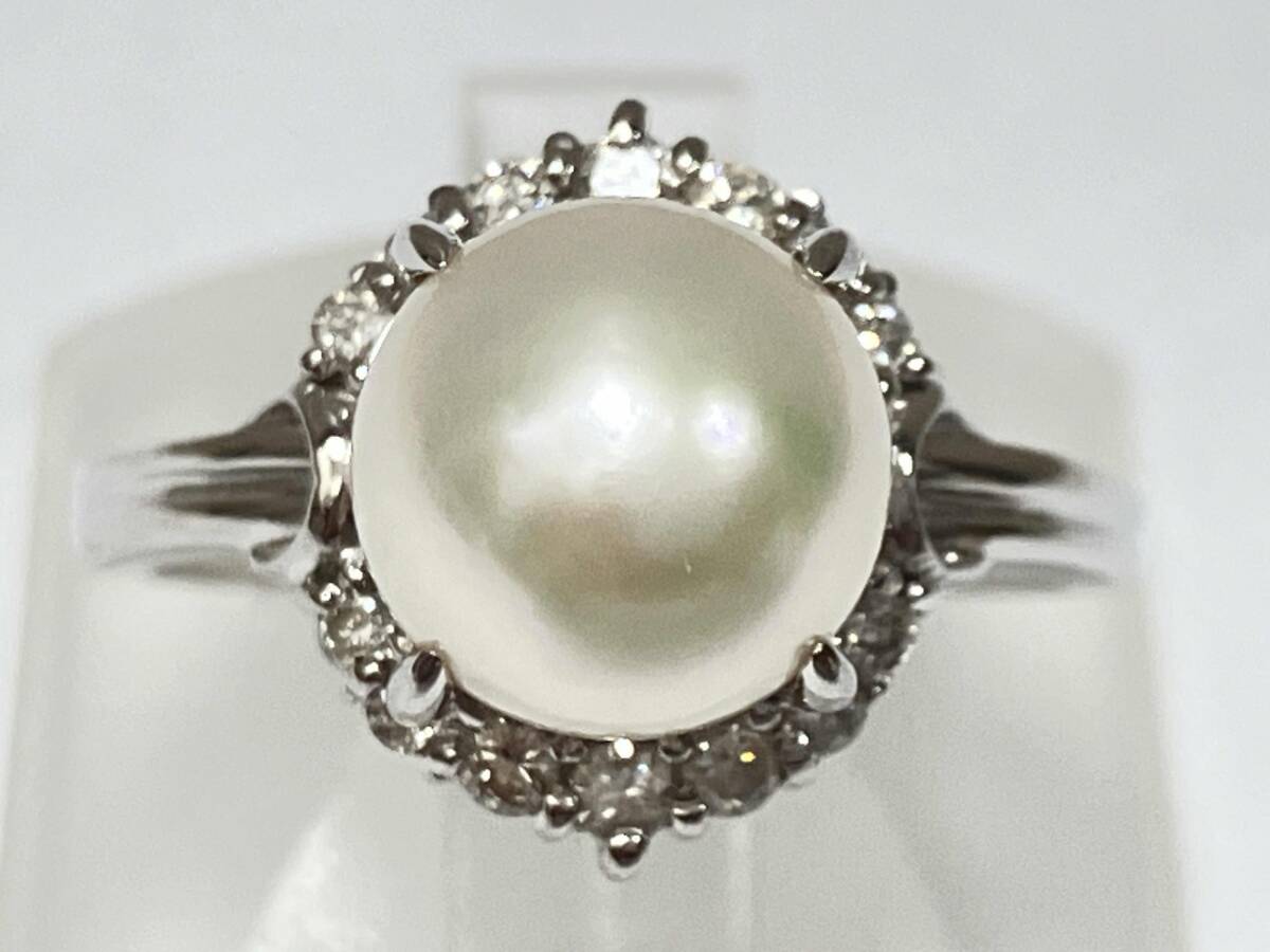 Yahoo!オークション - Pt900/#12/6.1g/ダイヤモンド/真珠リング