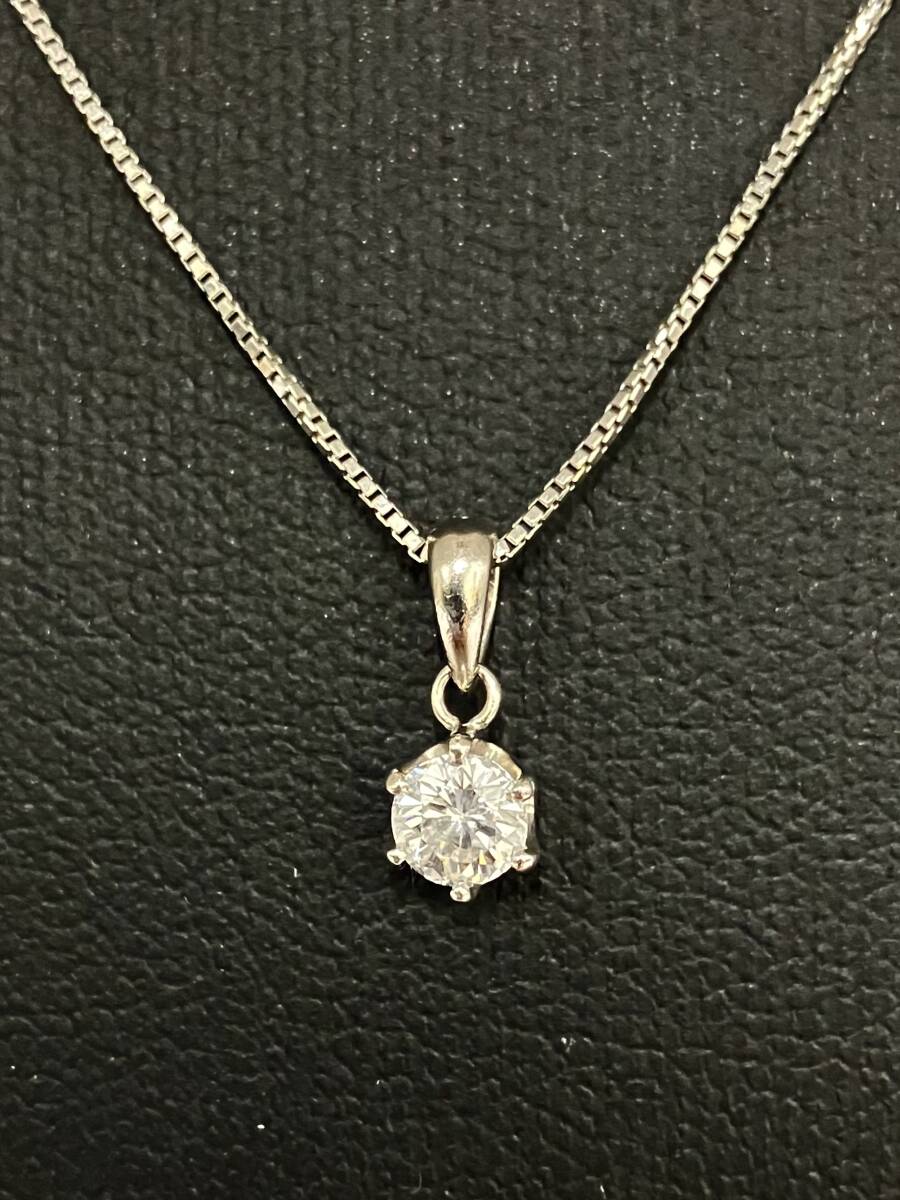 Yahoo!オークション - Pt850/Ptのみ ネックレス ダイヤ0.30ct 約39.5cm...