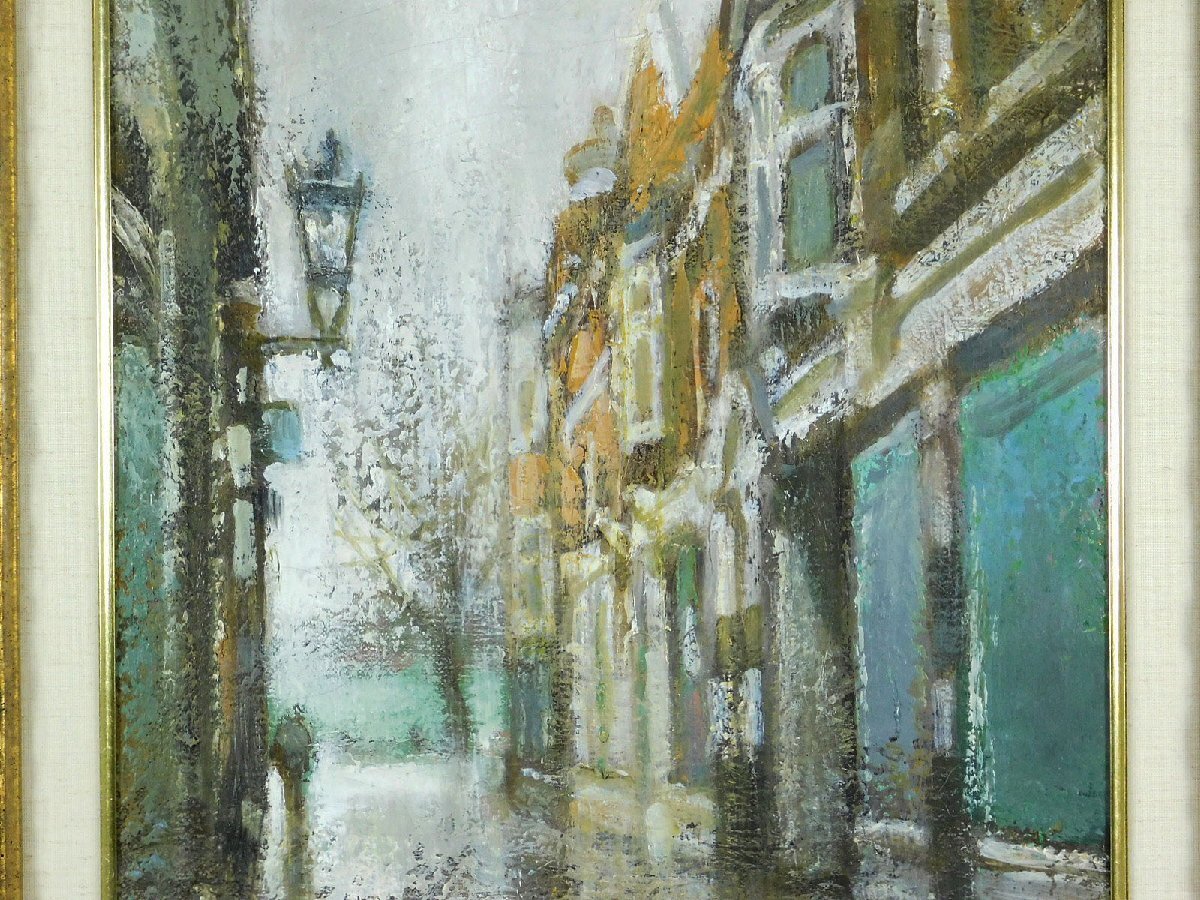 Yahoo!オークション - 三宅輝夫「雨の街」キャンバス 油彩 1992年 P8 ...