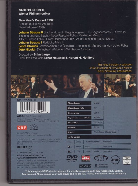 Yahoo!オークション - 輸入盤DVD) CARLOS KLEIBER NEW YEAR'S CONCERT ...