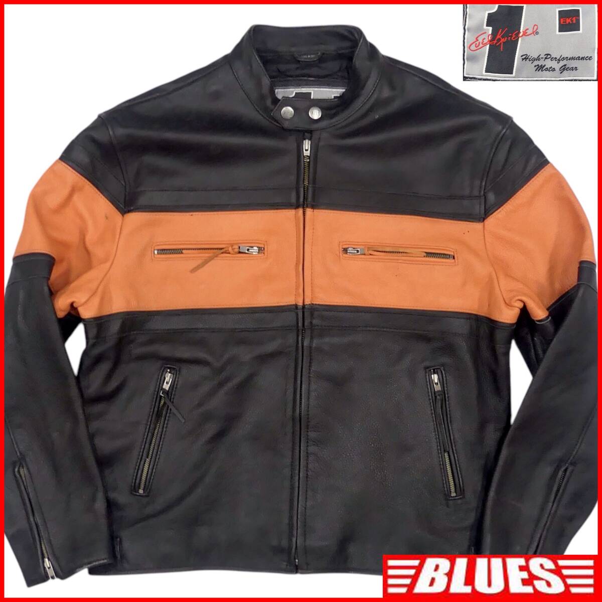 Yahoo!オークション - 即決 EK1 メンズ XL レザーライダースジャケッ...