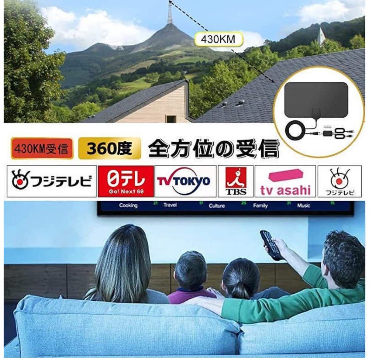 Yahoo!オークション - 最新版 室内アンテナ「最強受信範囲」4K HD TV ...