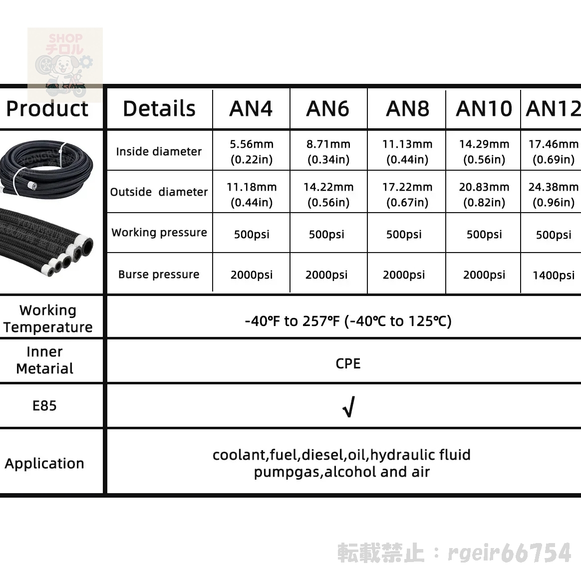 Yahoo!オークション - ステンレス鋼編組ナイロンクーラー ホース nbr ...