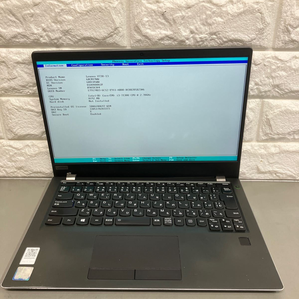 Yahoo!オークション - L171 Lenovo V730-13 81AV Core i3 7130U メモリ...