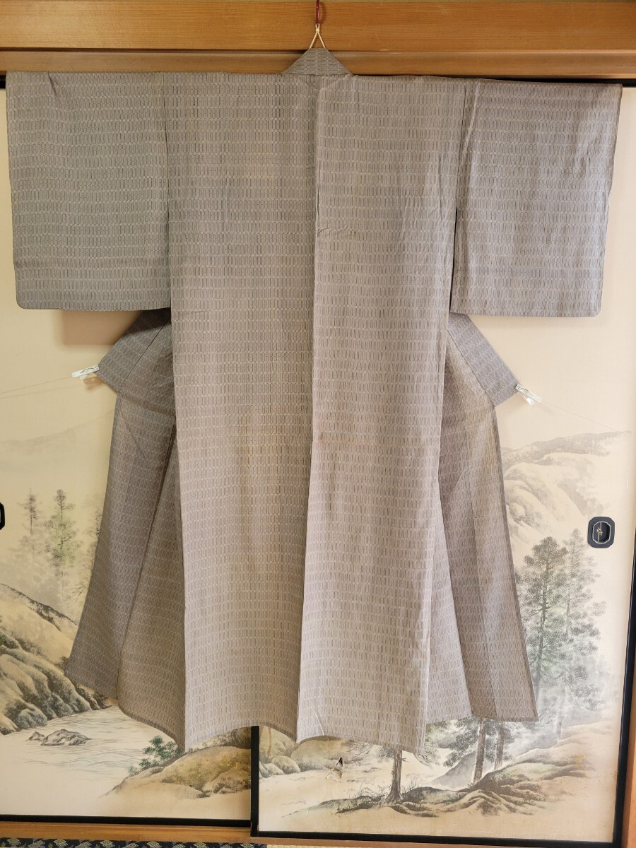 Yahoo!オークション - L0503 着物リメイク 単衣 正絹 格子 アンティー...