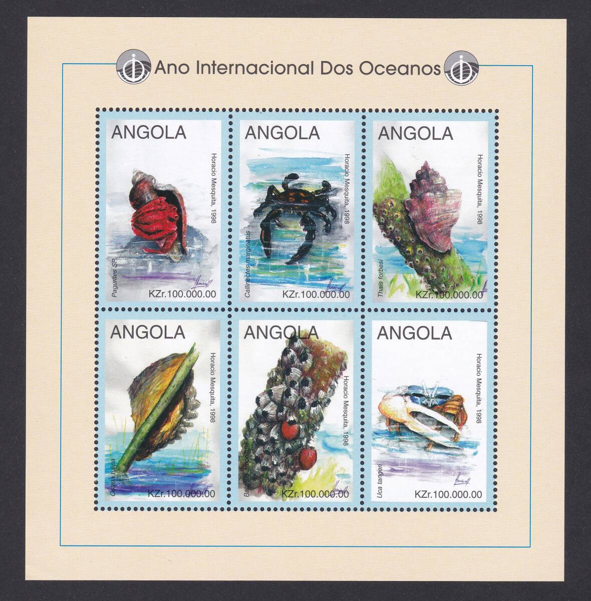 Yahoo!オークション - アンゴラ 水辺の生物(6種小型シート) MNH