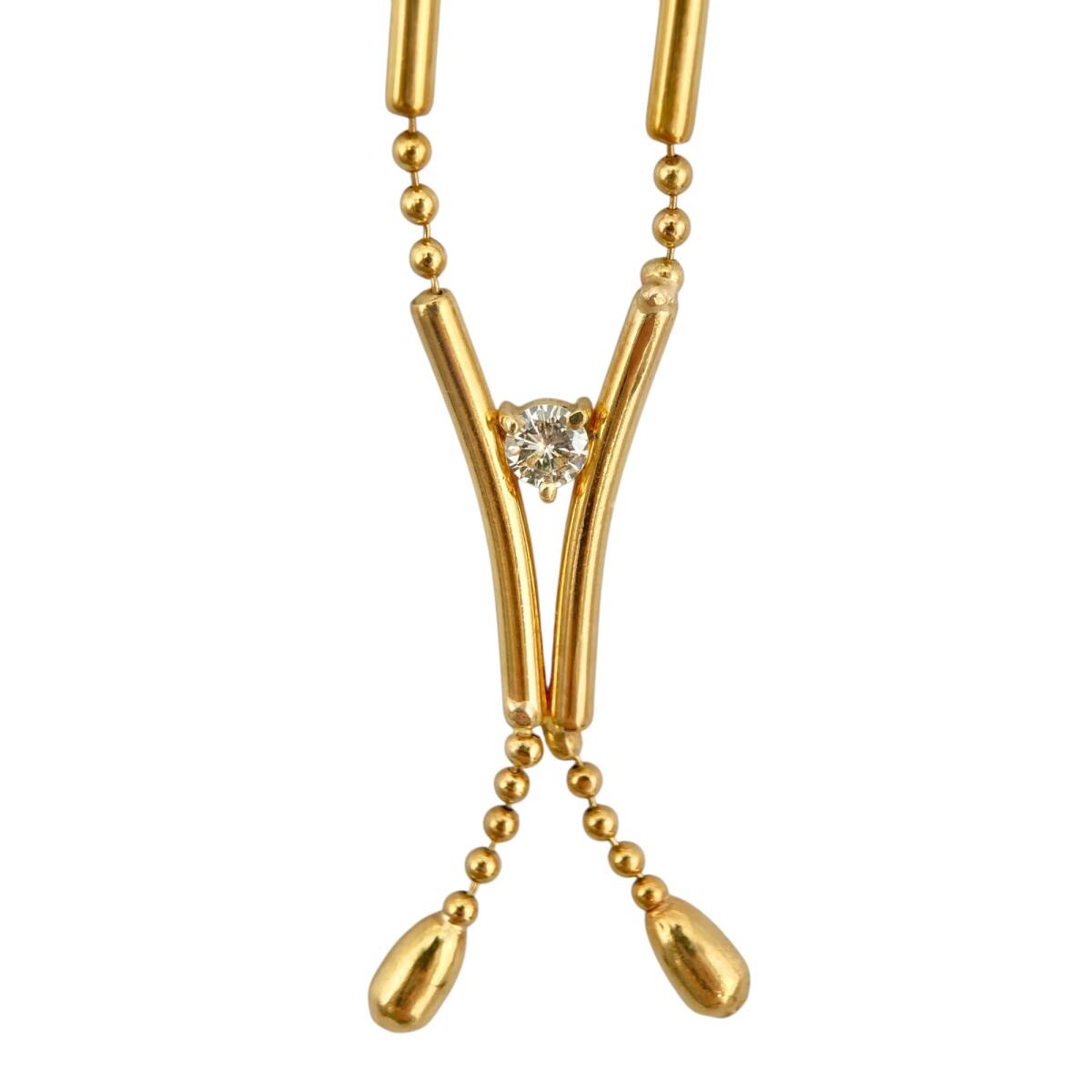 Yahoo!オークション - K18ネックレス ダイヤ 脇石0.17 5.89g 43.4cm 貴...