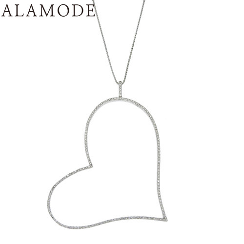 Yahoo!オークション - D0.78 ダイヤモンド ハートネックレス K18 ホワ...