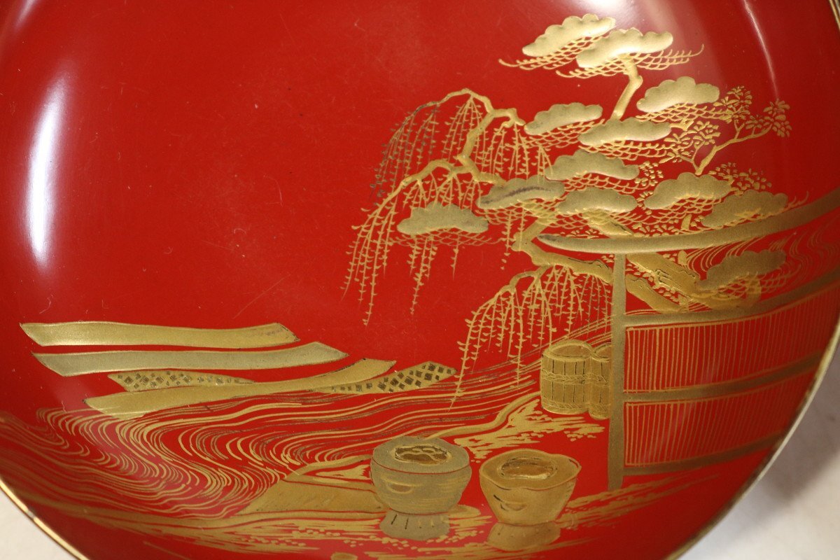 Yahoo!オークション - T012 五つ組蒔絵盃 酒器 祝い盃 アンティーク 古...