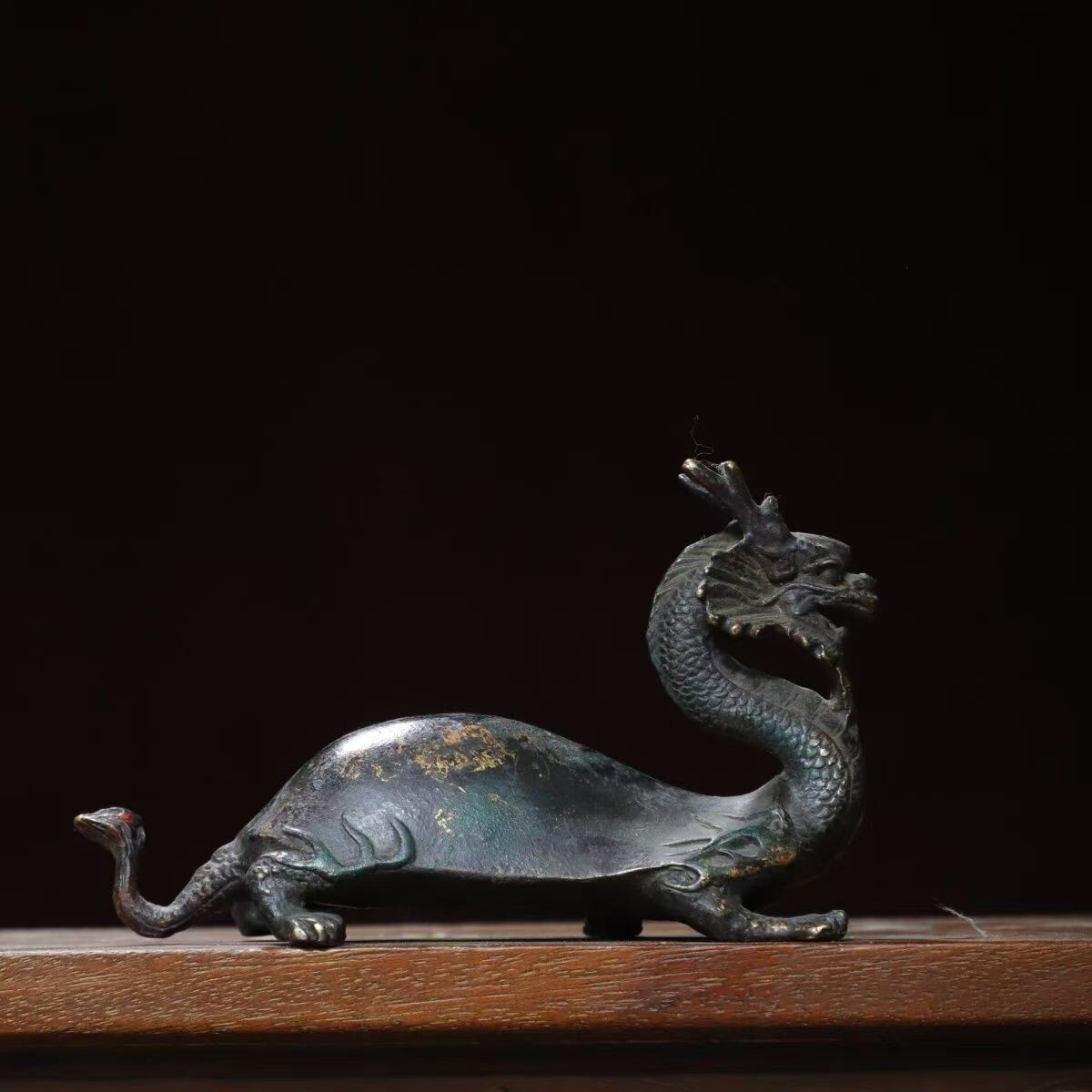 Yahoo!オークション - B111旧家収蔵 銅 拓金 竜亀 縦15㎝横6㎝高さ9㎝