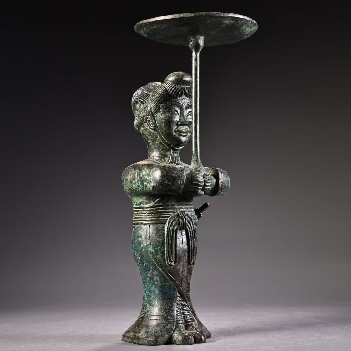 Yahoo!オークション - C276旧家収蔵 青銅器 人油灯 高さ31㎝幅14㎝ 置...