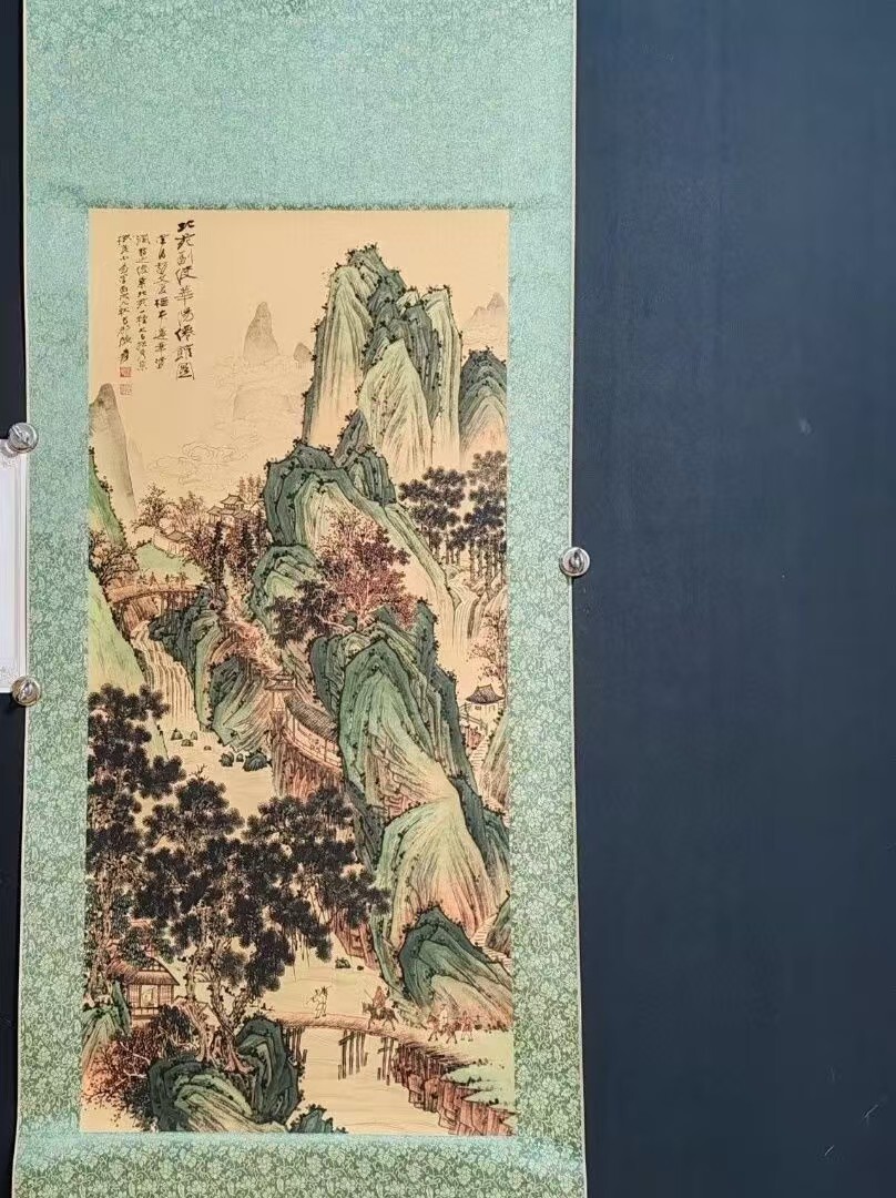 Yahoo!オークション - A258旧家収蔵 張大千 林椿呈青 絵を掛けます 置...