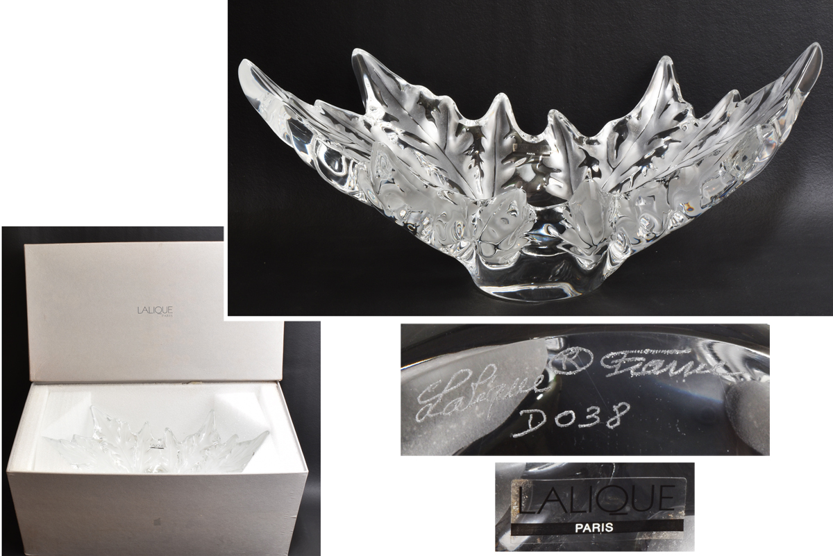 Yahoo!オークション - 5683 ルネ・ラリック 葉文様 鉢 刻印あり 横45cm...