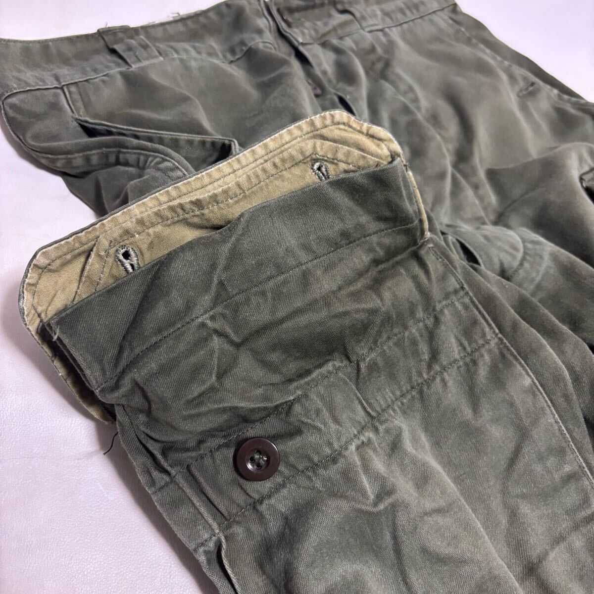 Yahoo!オークション - 60s フランス軍 M64 カーゴ パンツ 76C ビンテー...