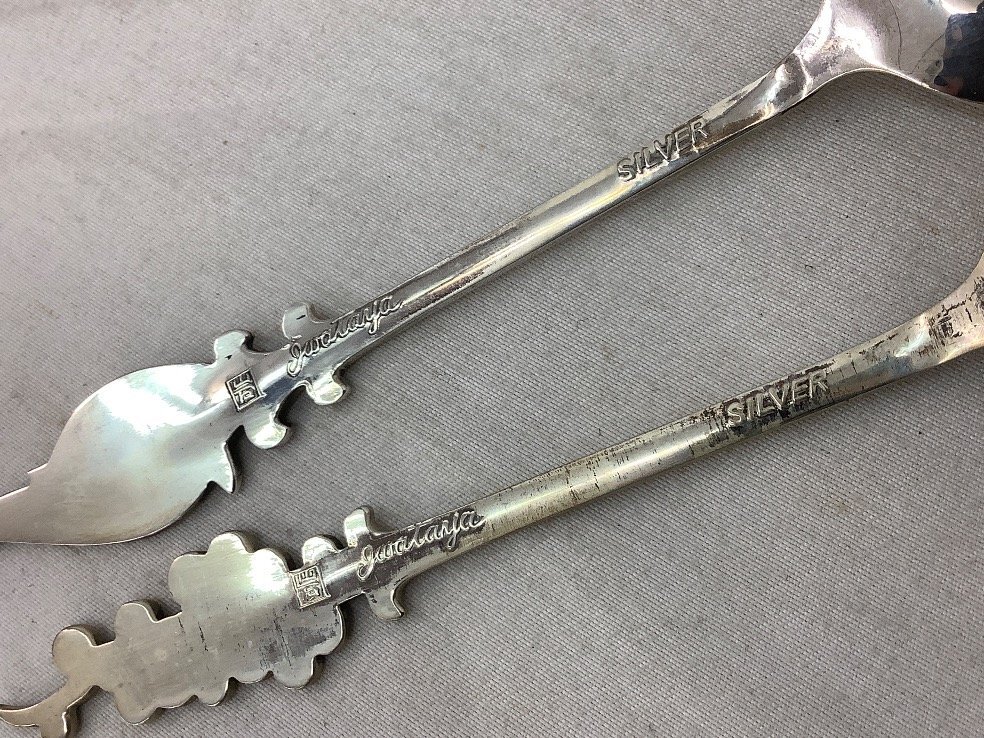 岩田屋 銀製コーヒースプーン/梅/雉/シルバー くすみあり 総重量206g/ACB(中古)のオークション落札情報