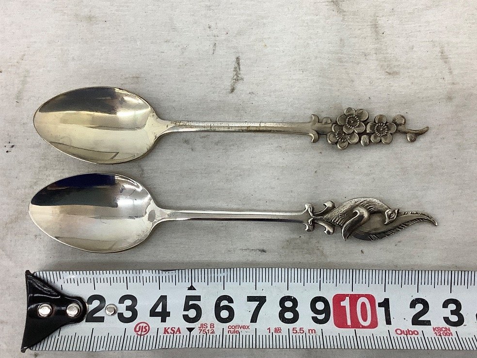 Yahoo!オークション - 岩田屋 銀製コーヒースプーン/梅/雉/シルバー く...