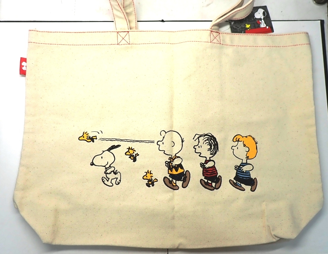 Yahoo!オークション - PEANUTS スヌーピー キャンバス ワイドトートバ...