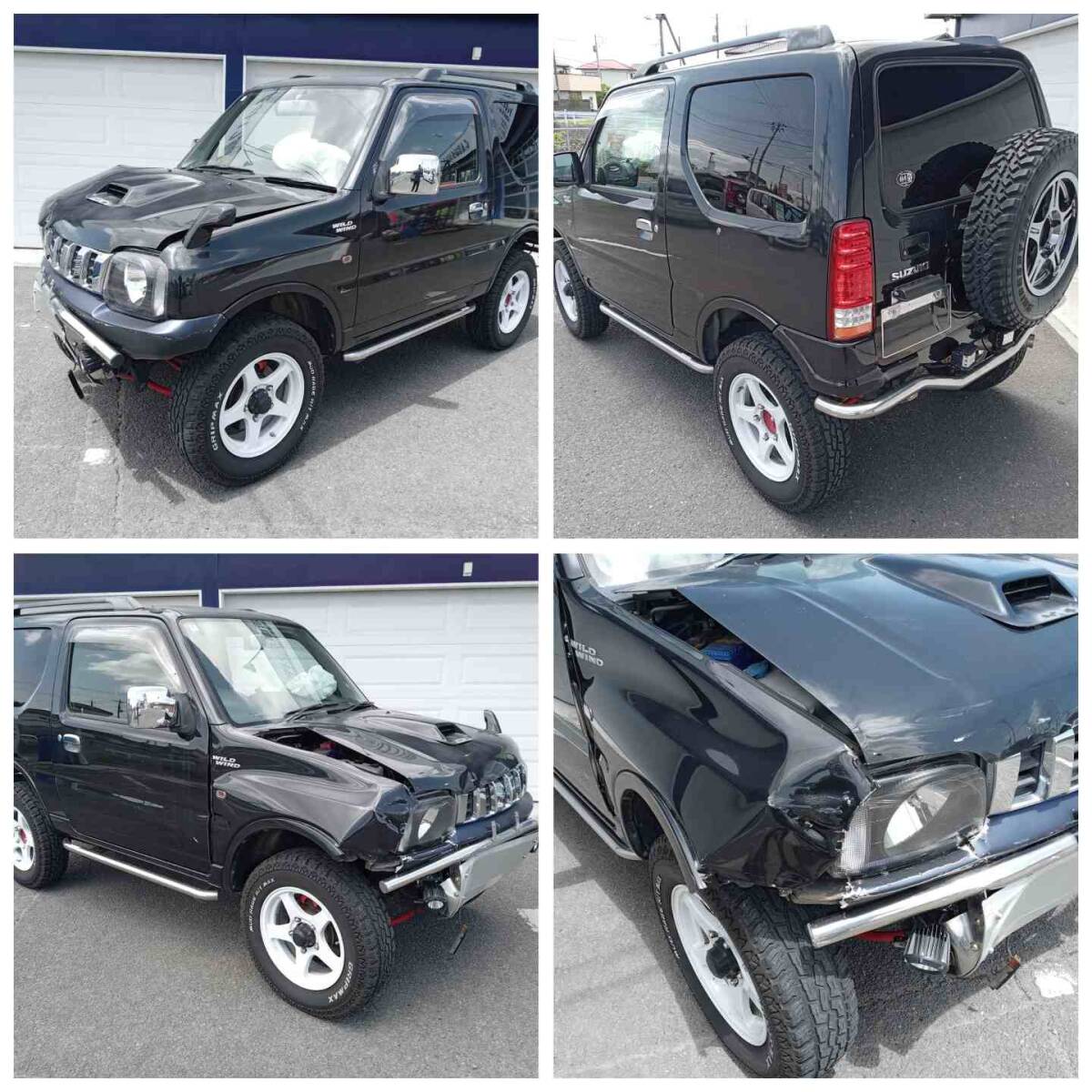 Yahoo!オークション - JB23 黒 部品取り 事故車 現状 社外バンパー ホ...