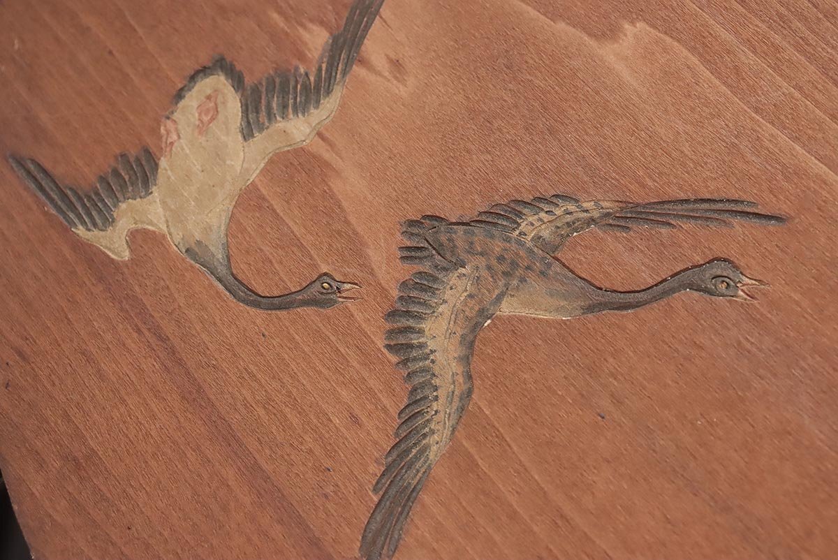 Yahoo!オークション - FA141 【伸平作】木彫「月夜に群鳥図」木額 縦45...