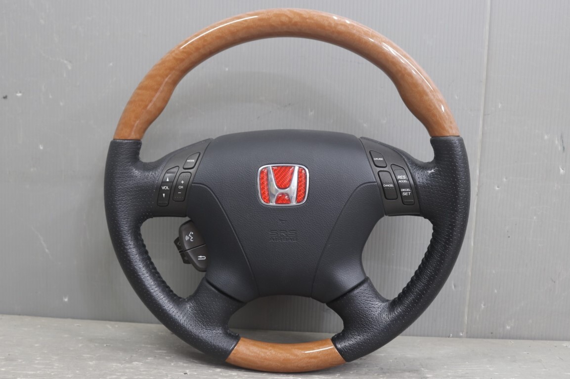 ホンダ エリシオン プレステージ SG 前期 RR5 ステアリングホイール ハンドル ホーンパッド スイッチ付 ウッド レザーコンビ p054736(ステアリング、ハンドル本体)｜売買された ...