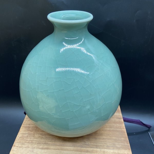 Yahoo!オークション - X288 未使用 青磁壷 花瓶 共箱 壷 花器 花瓶 陶...