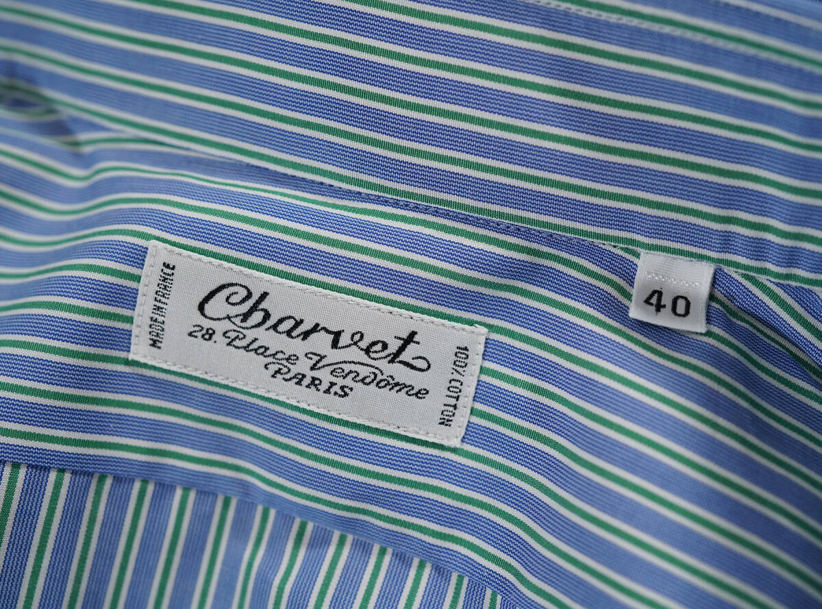 Yahoo!オークション - 「 フランス製 Charvet ストライプシャツ コット...