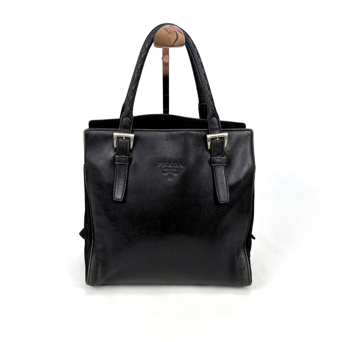 Yahoo!オークション - プラダ PRADA ミニトートバッグ ナッパレザー ブ...