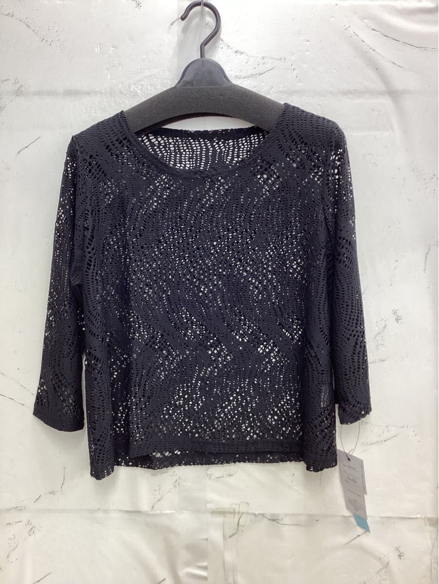 Yahoo!オークション - [T09] 型抜き風レース 7分袖[M-L/黒] チュニック...