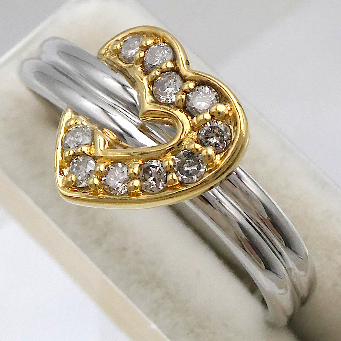 Yahoo!オークション - リング Pt900/K18 ダイヤモンド0.16ct 12号 ハー...