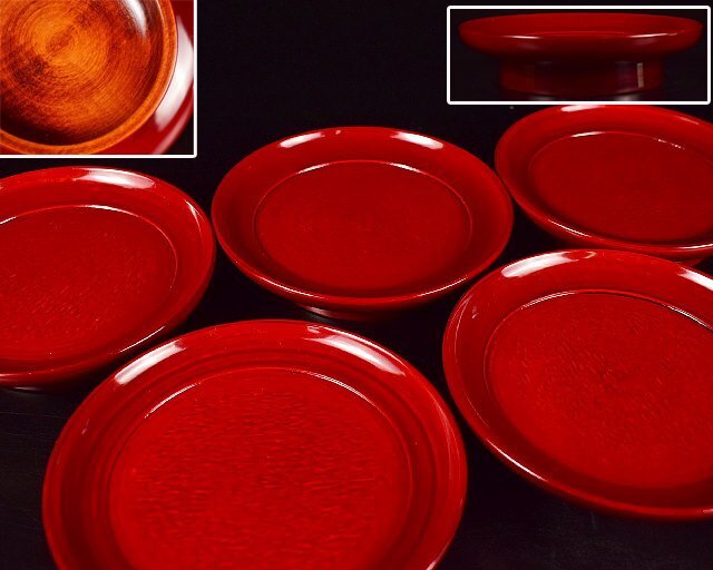 Yahoo!オークション - Y99【泉美】漆器 漆芸 後藤塗 椿皿 5客 皿 丸皿 ...