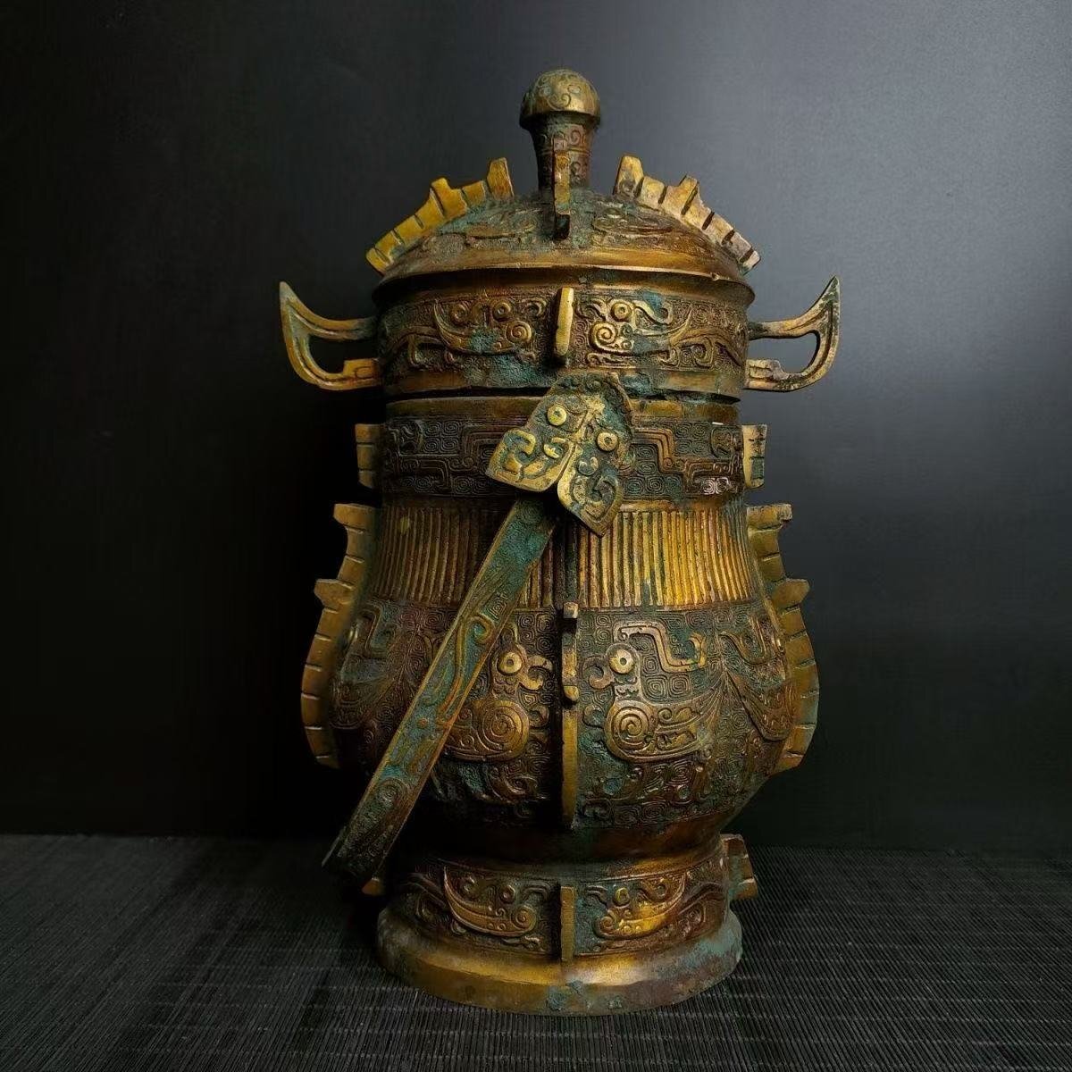 Yahoo!オークション - J1754 旧家収蔵 【戦国青銅器――金提梁釉】 置...