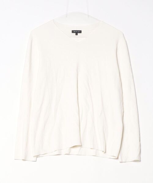 Yahoo!オークション - 「INDIVI」 Vネックニット 13 オフホワイト レデ...