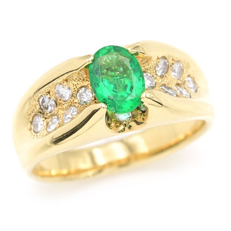 Yahoo!オークション - 0.61ct天然エメラルドリング 12号 K18YG 0.46ct...