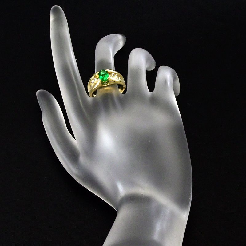 Yahoo!オークション - 0.61ct天然エメラルドリング 12号 K18YG 0.46ct...