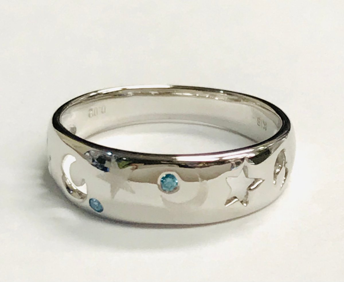 Yahoo!オークション - qoj.ZC812 K18WG ホワイトゴールド ブルーダイヤ...