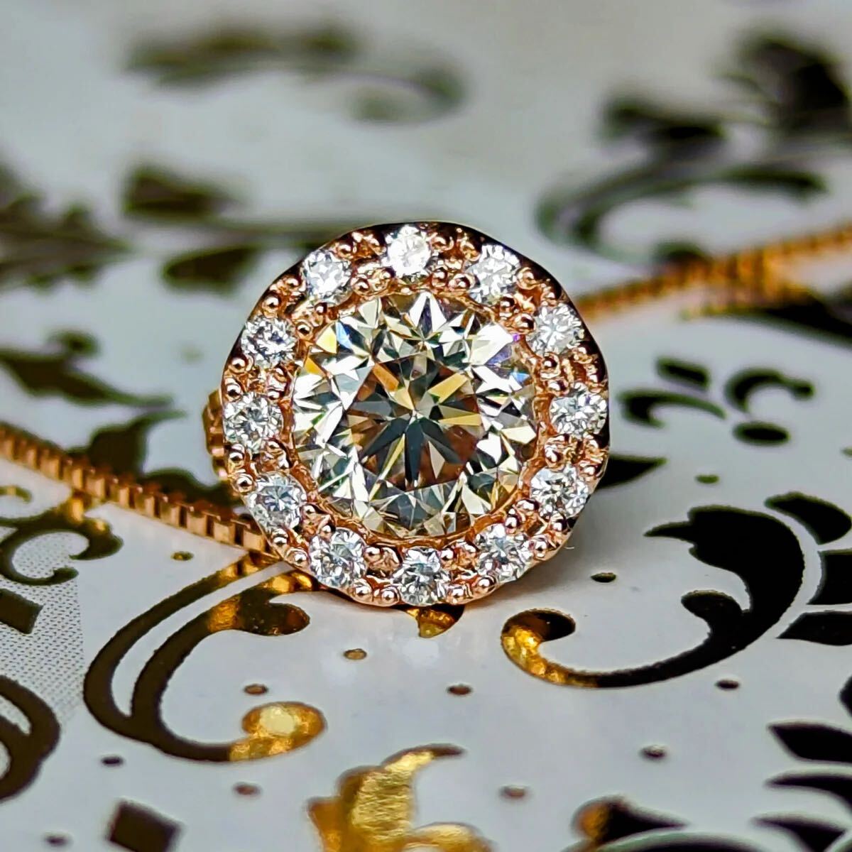 Yahoo!オークション - 0.34ct 天然ダイヤモンド ネックレス 18金PG ピ...