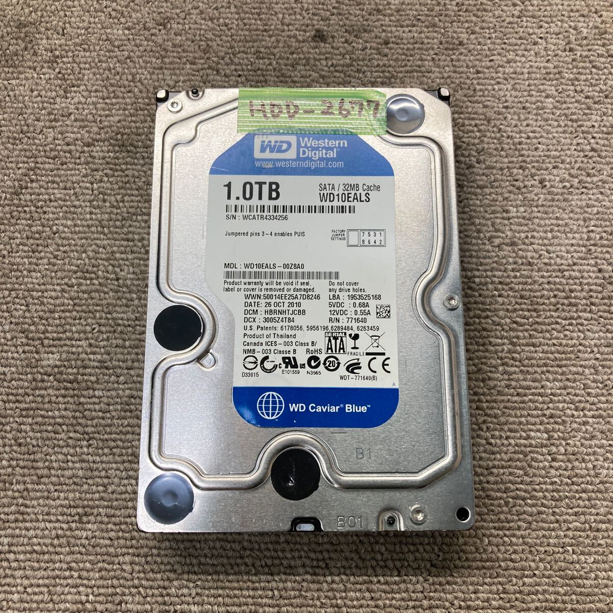 Yahoo!オークション - HDD-2677 激安 HDD1TB 3.5インチ SATA 564時間 ...