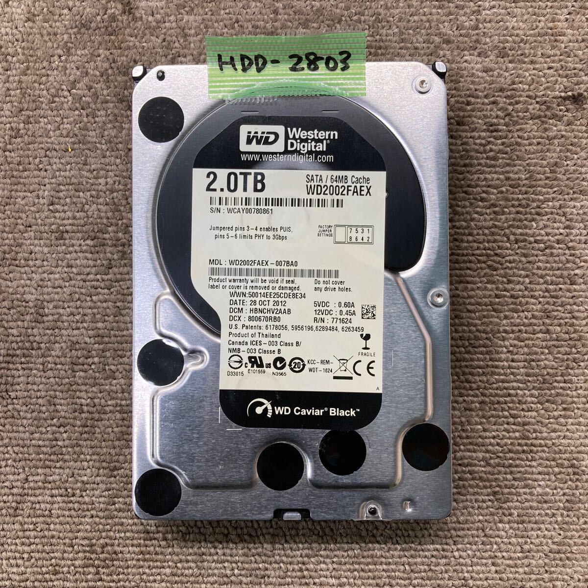 Yahoo!オークション - HDD-2803 激安 HDD2TB 3.5インチ SATA 5395時間 ...