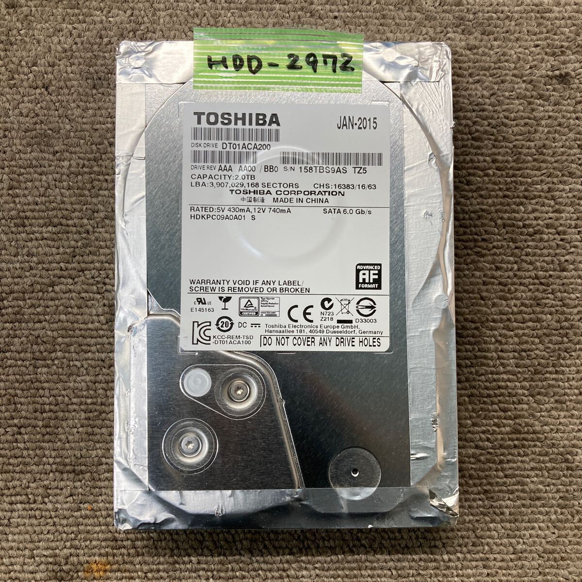 Yahoo!オークション - HDD-2972 激安 HDD2TB 3.5インチ SATA 23214時間...