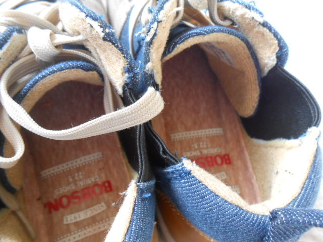Yahoo!オークション - ZSK07 22.5㎝ ボブソン/BOBSON デニム風スニーカ...