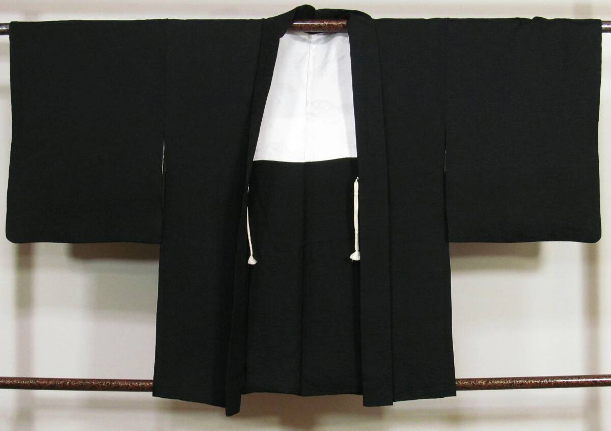 Yahoo!オークション - ね1 正絹 黒羽織 1つ紋入り 地模様入り 身丈78c...