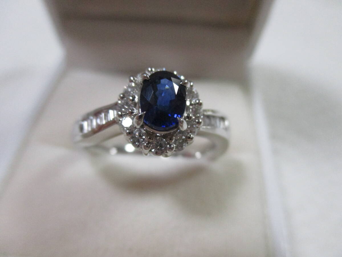 Yahoo!オークション - Pt900 サファイア 1.01ct ダイヤモンド0.44ct リ...