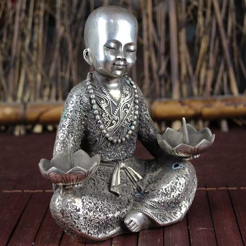 Yahoo!オークション - t298旧家収蔵 中国古玩 白銅 小坊主 置物