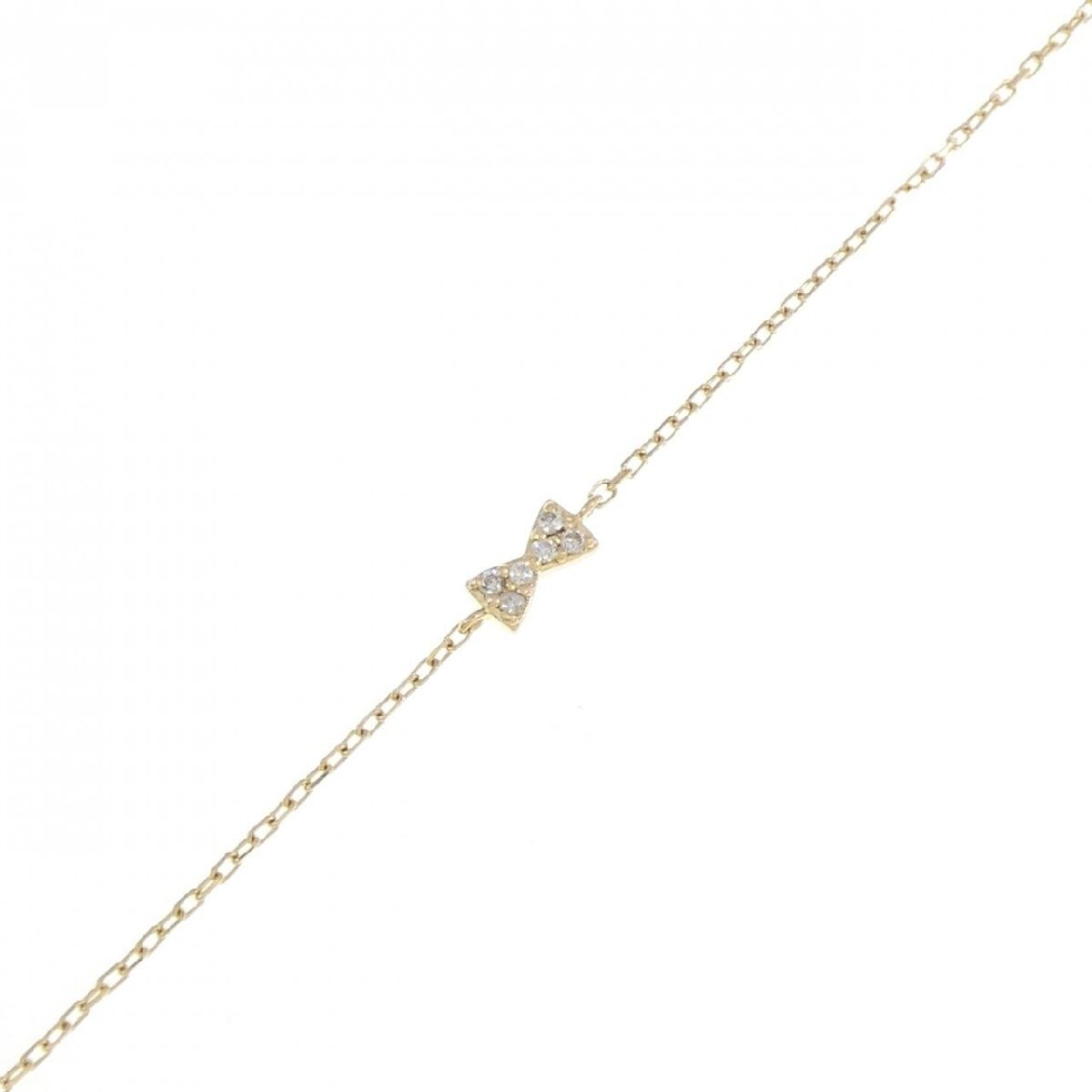 Yahoo!オークション - K18YG リボン ダイヤモンド ブレスレット 0.03CT
