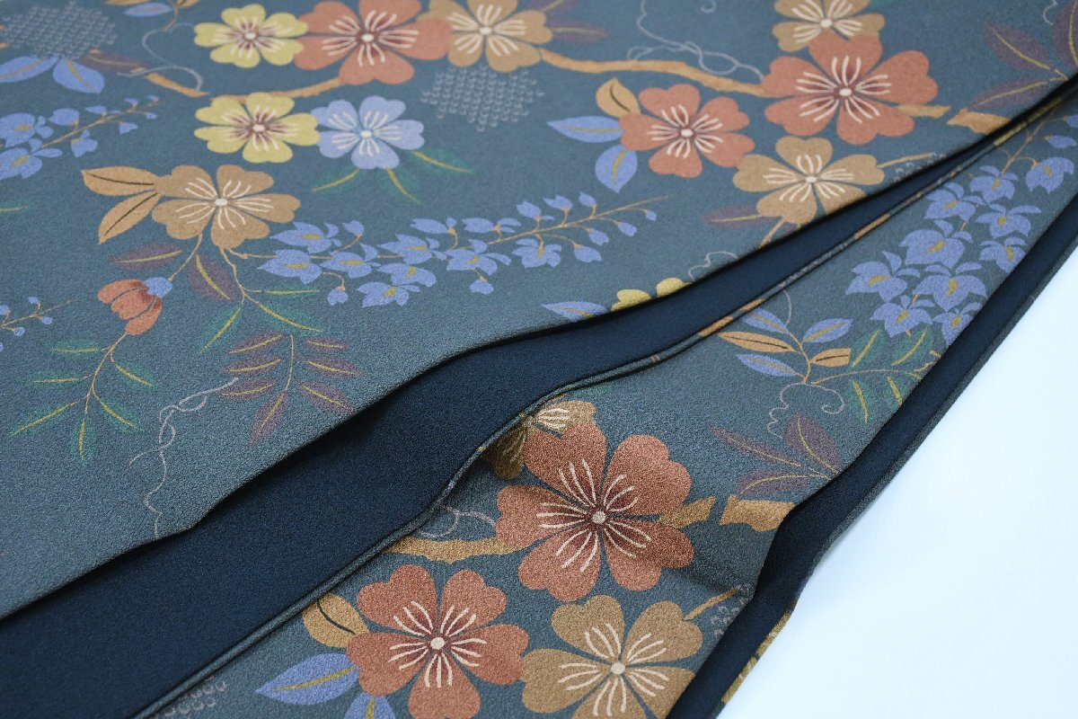 Yahoo!オークション - 袋名古屋帯 藤の花 花 化繊 帯丈372cm 着物屋 ne...