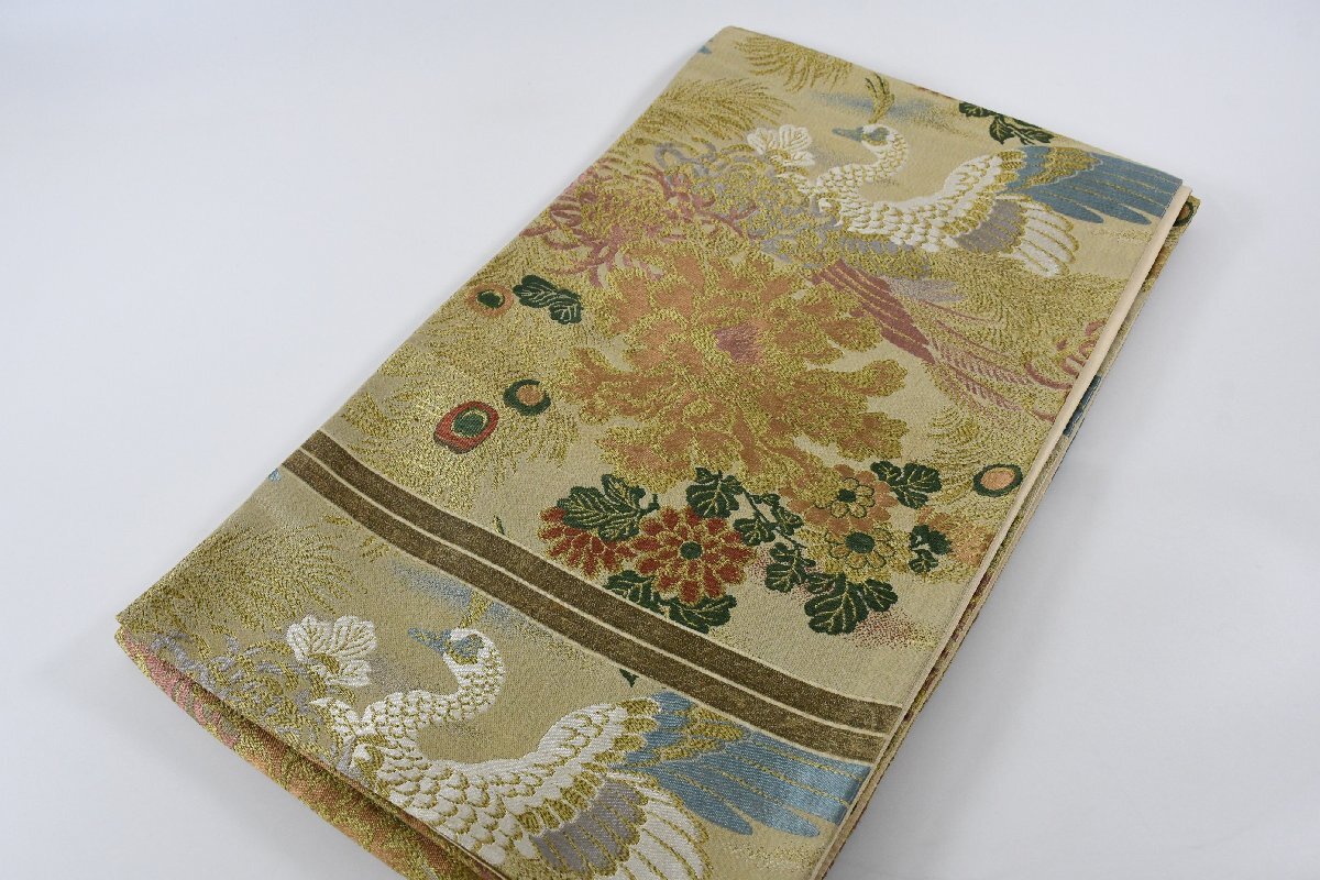 Yahoo!オークション - 袋帯 庵 鳥 花 全通柄 帯丈434cm 着物屋 ne-1541...