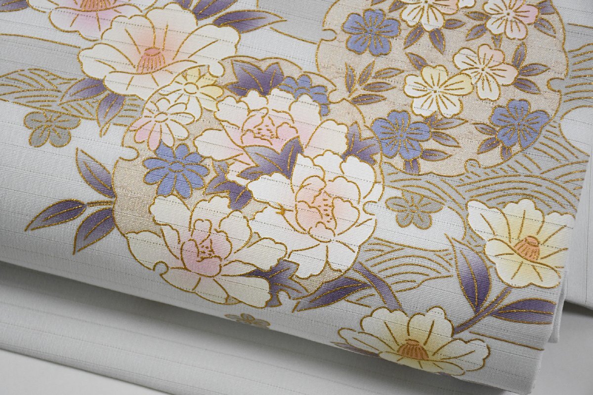 Yahoo!オークション - 名古屋帯 夏帯 絽 化繊 花 帯丈372cm 着物屋 ne-...