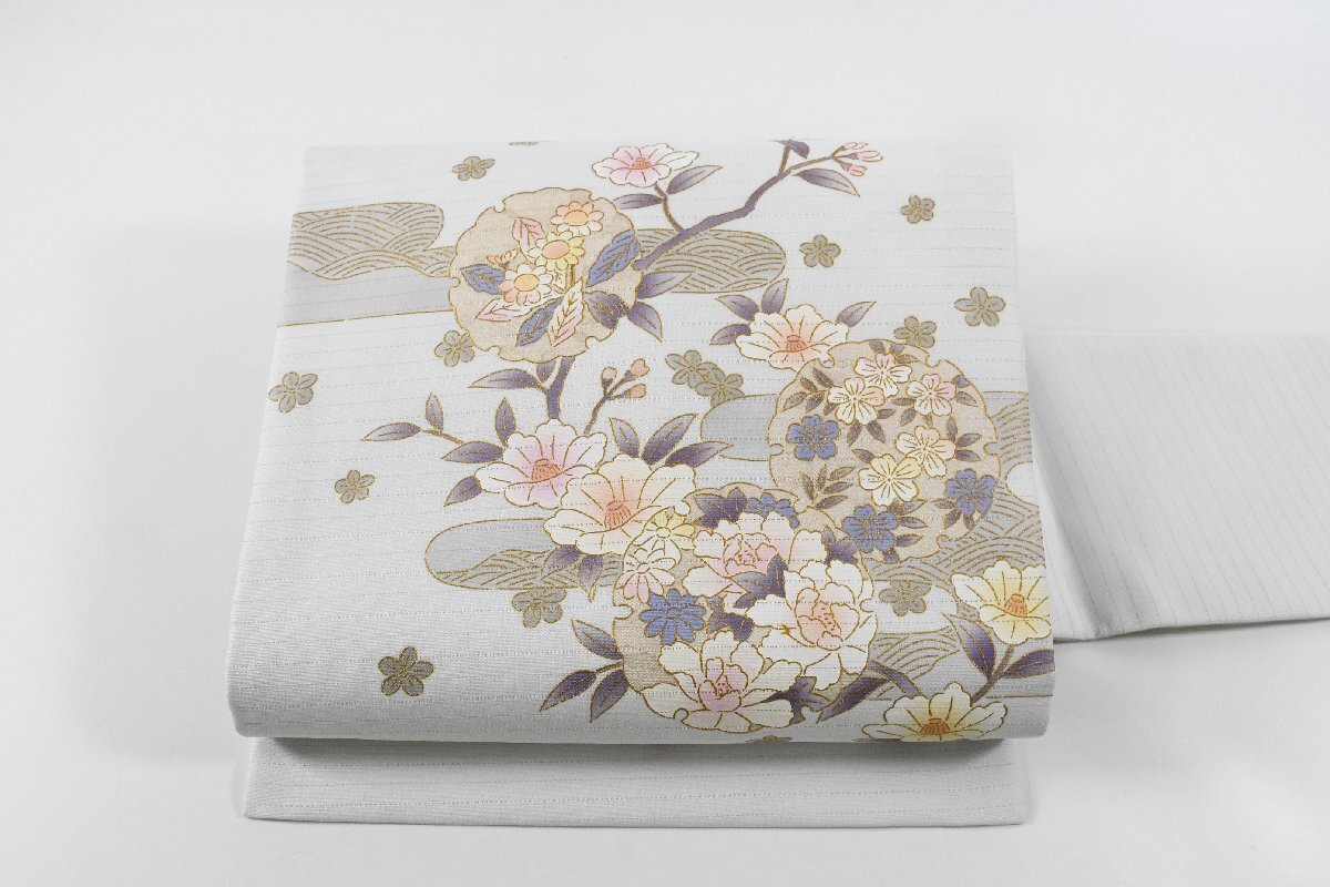 Yahoo!オークション - 名古屋帯 夏帯 絽 化繊 花 帯丈372cm 着物屋 ne-...